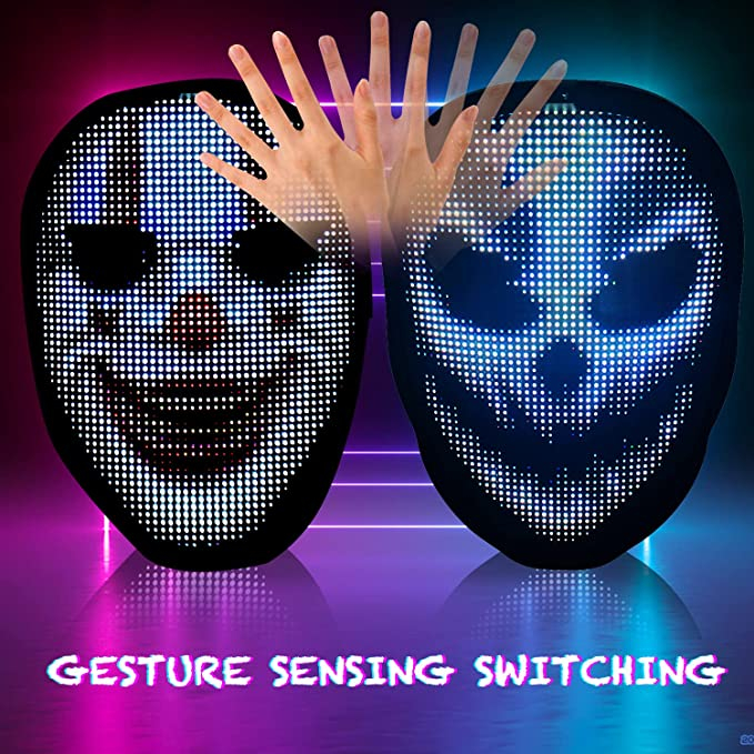 Led Mask, Light Up Mask with Gesture Sensing, LED Lighted Face ...